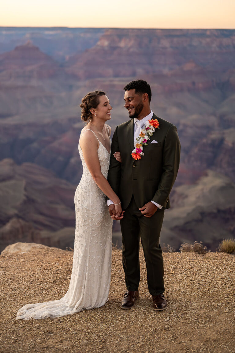 Touching Sunset Elopement with Loved Ones at Moran Point in Grand Canyon