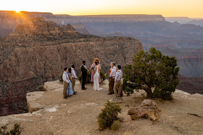 Touching Sunset Elopement with Loved Ones at Moran Point in Grand Canyon
