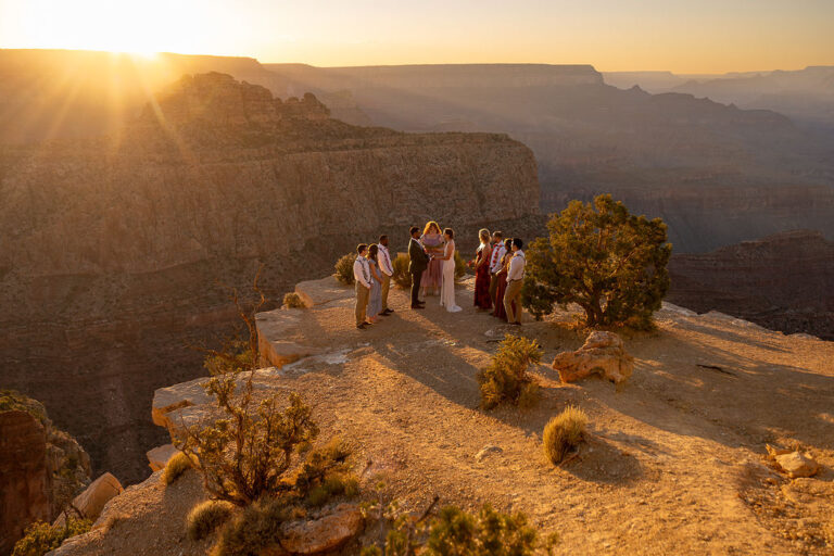 Touching Sunset Elopement with Loved Ones at Moran Point in Grand Canyon