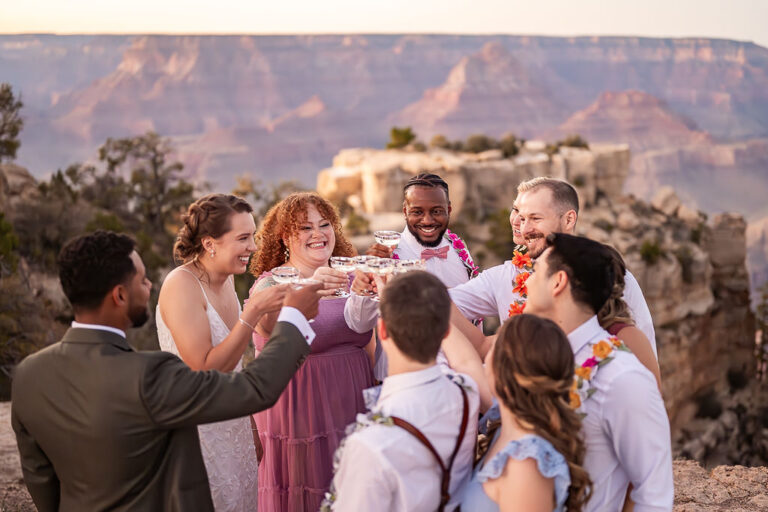 Touching Sunset Elopement with Loved Ones at Moran Point in Grand Canyon