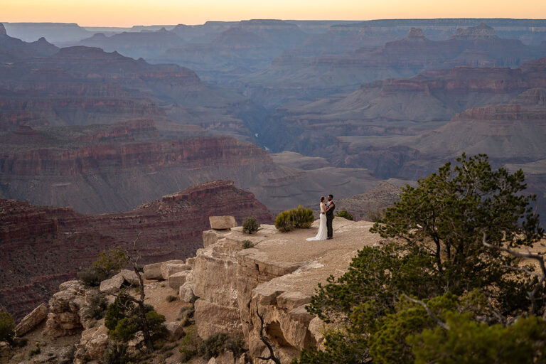 Touching Sunset Elopement with Loved Ones at Moran Point in Grand Canyon